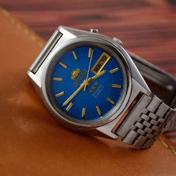 ORIENT Blue Sky Dial 3 STARS Crystal vintage automatic watch made in ...