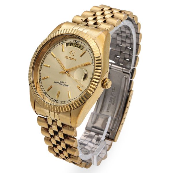 Elgin Presidential Stainless Steel Date Quartz Men's Watch Ref. 6M55 ...