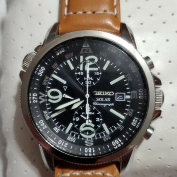 Mans Seiko SSC081 Solar Alarm Chronograph V172-0AD0 Compass Watch ...