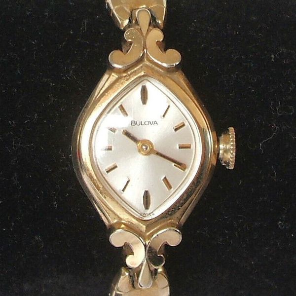 Rare Vintage 1977 Bulova Swiss 17J N7 1100-10 Ladies Wrist Watch Deco ...