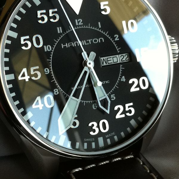 SOLD! FS: Hamilton Khaki Pilot 46mm Auto Black w/Brown Leather ...