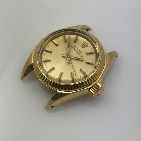 ROLEX 1970s (1979) Oyster Perpetual 18k Yellow Gold Reference 6719 ...