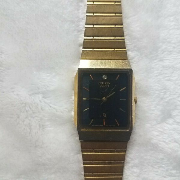 Citizen QQ 4031-912217 KT Gold Tone Black Dial Diamond Quartz Analog ...