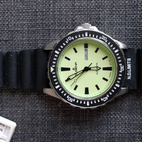 FS Dugena Automatic dive watch with full lume dial + sapphire, LNIB ...