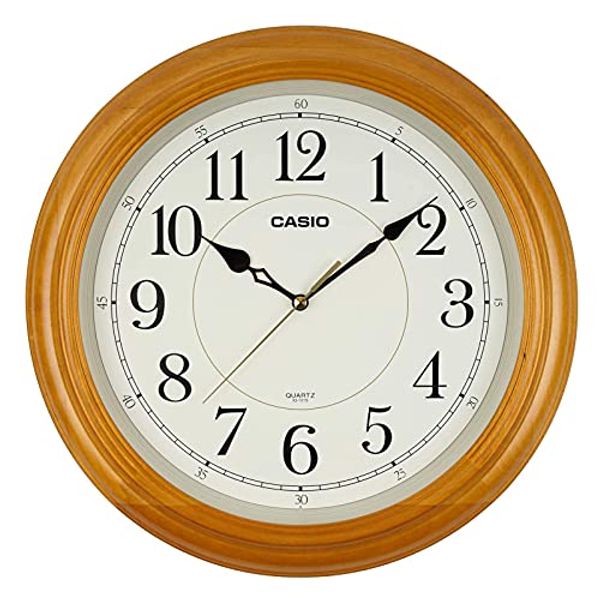 CASIO (Casio) wall clock brown diameter 33.8cm analog wooden frame ...