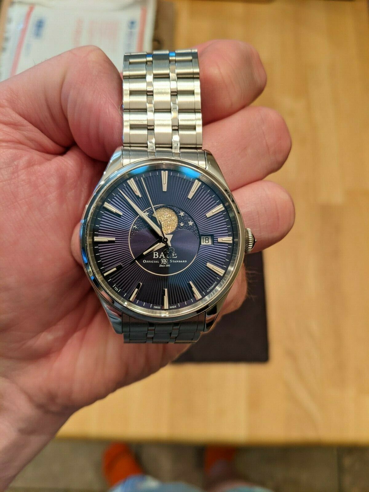 BALL NM3082D-SJ-BE Trainmaster Moon Phase Blue Dial, Swiss Made, full ...