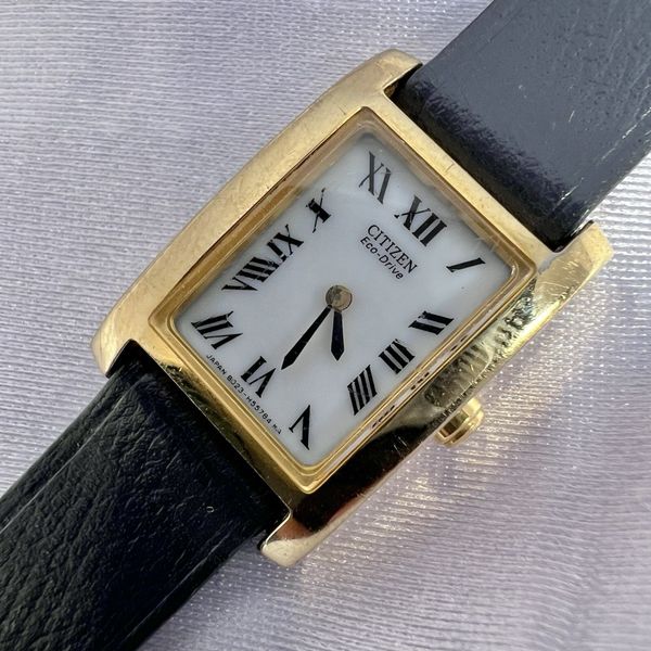 Womenâ s Gold Tone Citizen Eco-Drive Tank Roman Numerals Classy ...