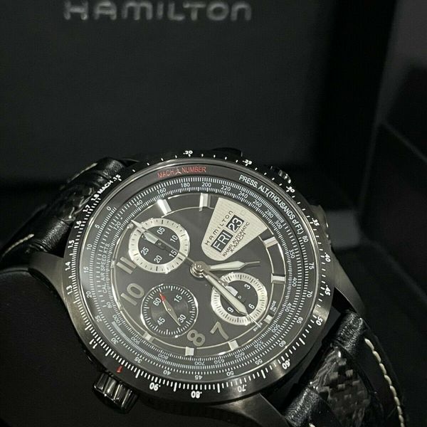 Hamilton Khaki Field X-Mach Chronograph Black Dial Day Date H76686735 ...