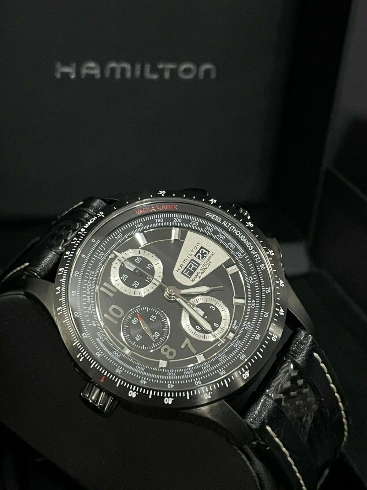 Hamilton Khaki Field X-Mach Chronograph Black Dial Day Date H76686735 ...