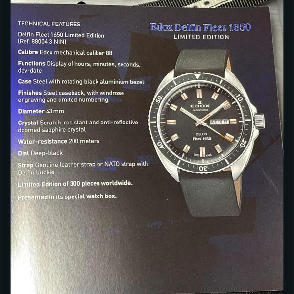 [WTS] Edox Delfin Fleet 1650 LE automatic dive watch | WatchCharts