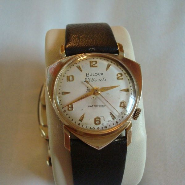 1960 BULOVA PRESIDENT RARE TRIANGLE CASE 23 JEWEL WRISTWATCH 10K R.G.P ...