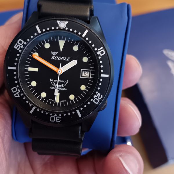 Squale 1521 black PVD on rubber strap | WatchCharts Marketplace