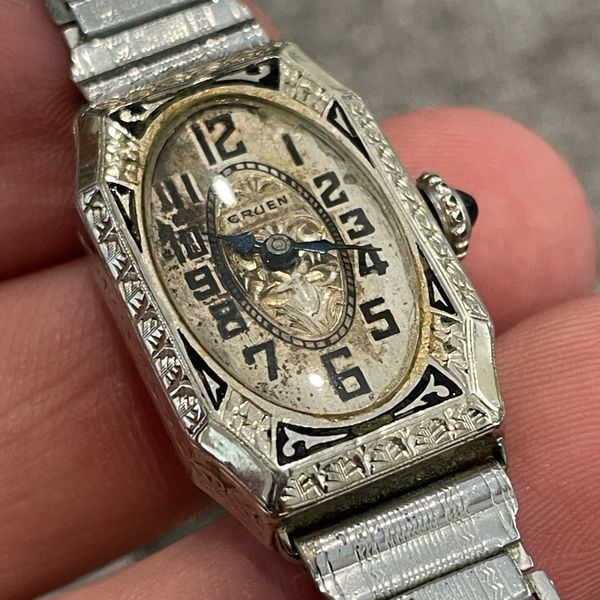 Vintage GRUEN WADSWORTH 14K Gold metal Reinforced Ladies Watch Art Deco ...