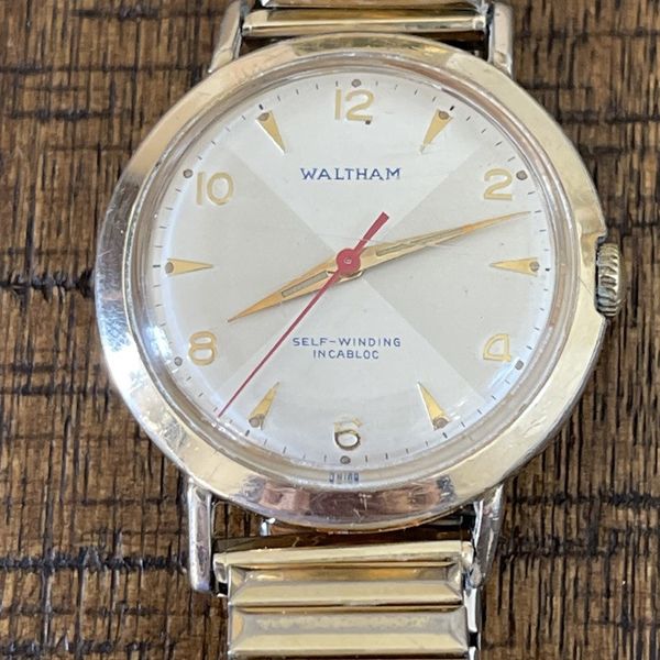 Vintage Waltham Menâ s Self Winding Incabloc Wrist Watch Two Tone Dial ...