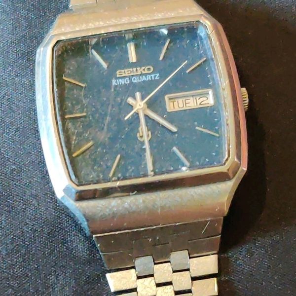 SEIKO KING QUARTZ 5856-5000 original strap Blue Square dial (spares ...