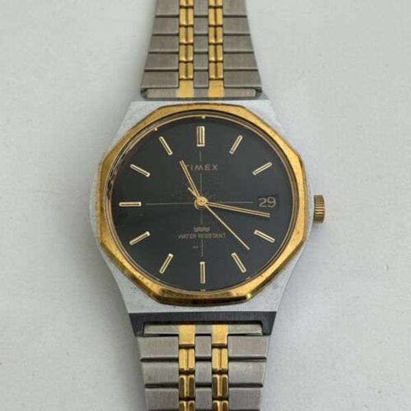 Timex VTG 1970's Marlin Royal Oak Black Face Date Manual Wind 37mm Men ...