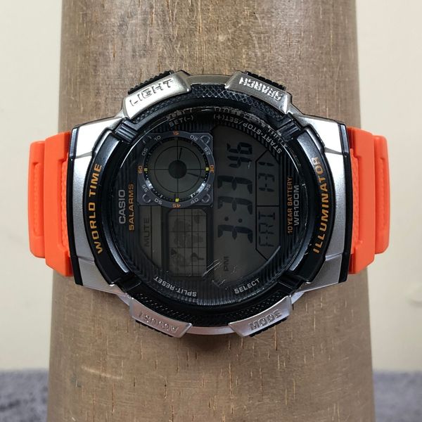 Casio Men AE-1000W Sport Multifunction Orange Rubber Quartz Digital ...