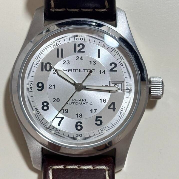 Hamilton Khaki Field H704450 Silver Dial Date Automatic Men's Watch ...