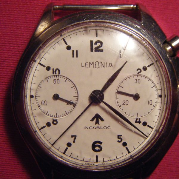 R.N. Military issue LEMANIA Chronograph Manual Wind - STAINLESS STEEL ...