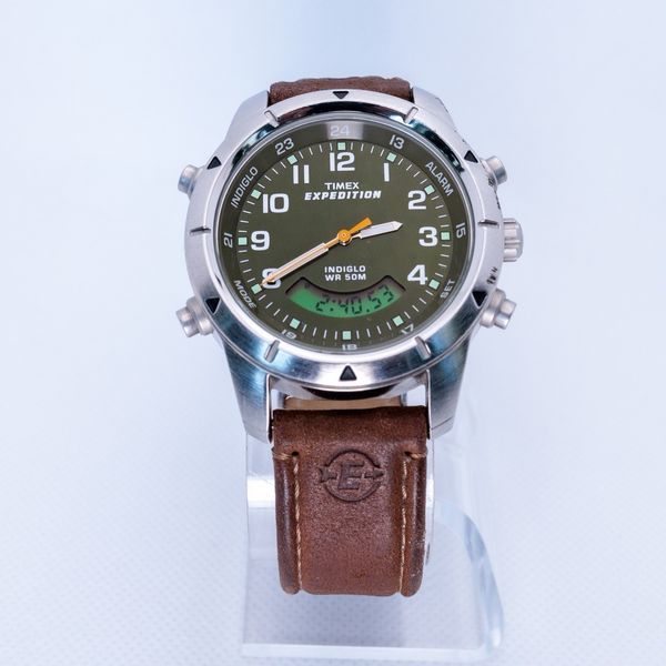 Timex Expedition 2011 Green Dial Large Analog Digital Mens Watch ...
