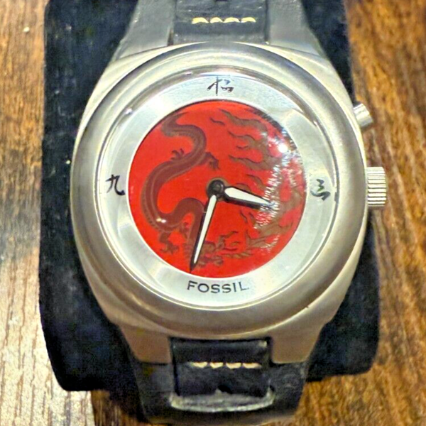 RARE Y2K FOSSIL Big Tic Red Flame Breathing Dragon Watch JR-8198 Fully Working | WatchCharts ...