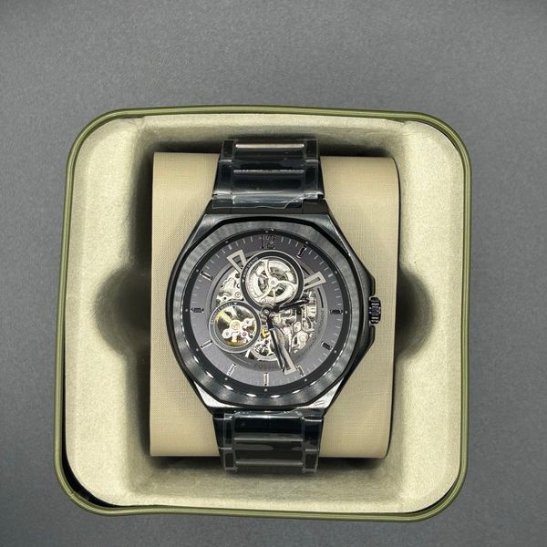 Fossil Evanston Automatic BQ2621 45mm Black Stainless Steel Skeleton ...