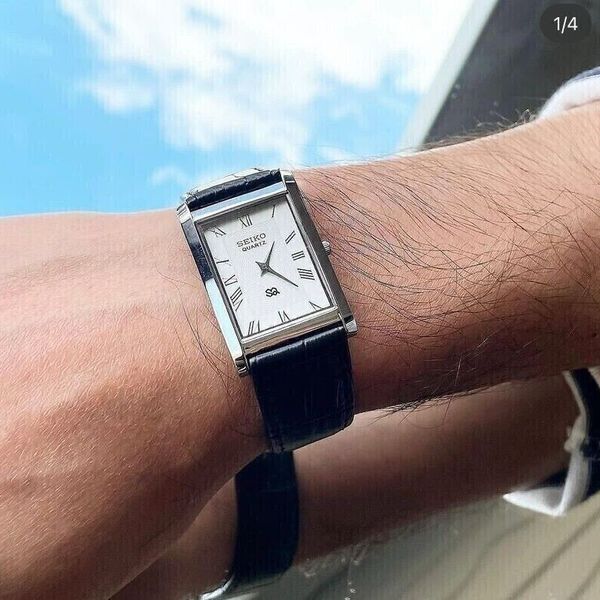 Seiko Slim Quartz White Face Roman Numerals Japanese Men Wirst Watch ...