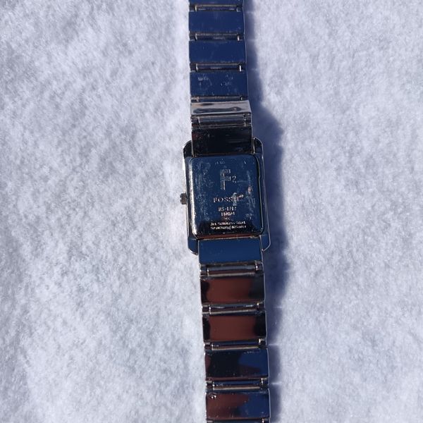 Fossil Ladies' Wristwatch Rectangular Silver with Rhinestones ...