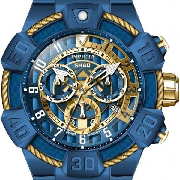NEW INVICTA 37024 SHAQ BLUE LABEL GOLD DIAL SWISS CHRONOGRAPH WATCH ...