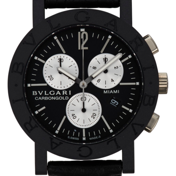 Bvlgari Carbon Gold Chronograph Miami 38mm 18k White Gold Limited Rare ...