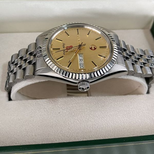 Vintage Rado Purple Horse Automatic Gold Dial 25J Stainless Steel Watch ...