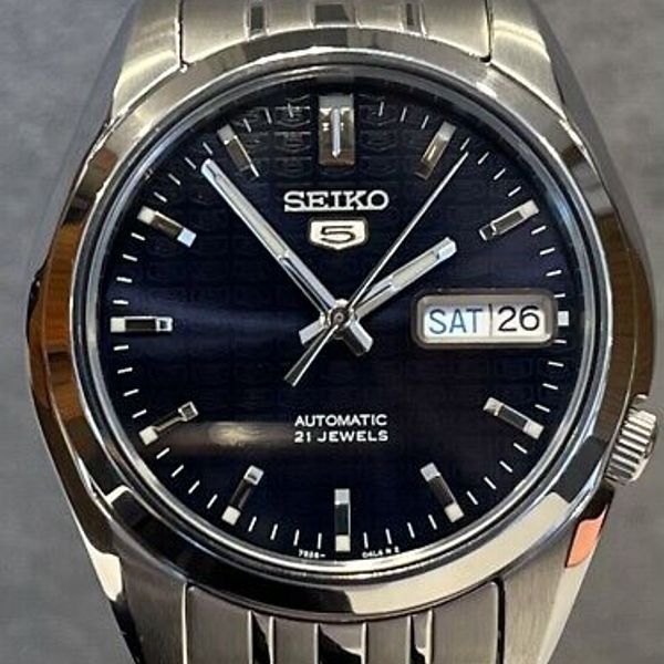EX-DISPLAY Seiko 5 Auto Dark Blue Dial Silver Steel Mens Watch SNK357K1 ...