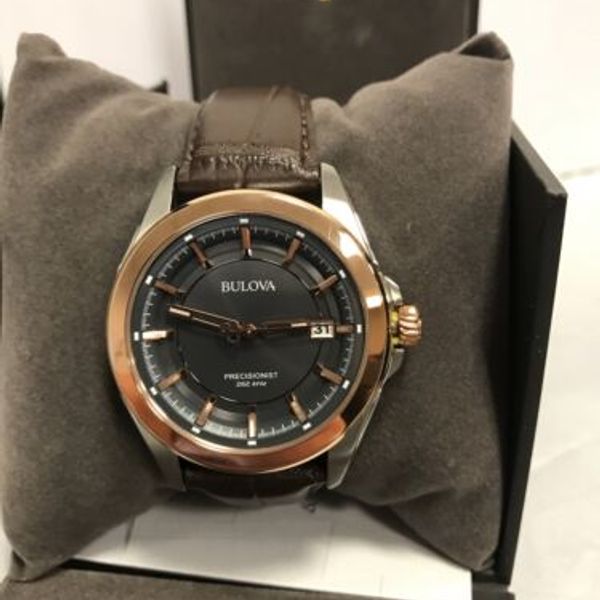 BULOVA Precisionist 262 kHz Two Tone Leather Men's Watch - 98B267 MSRP ...