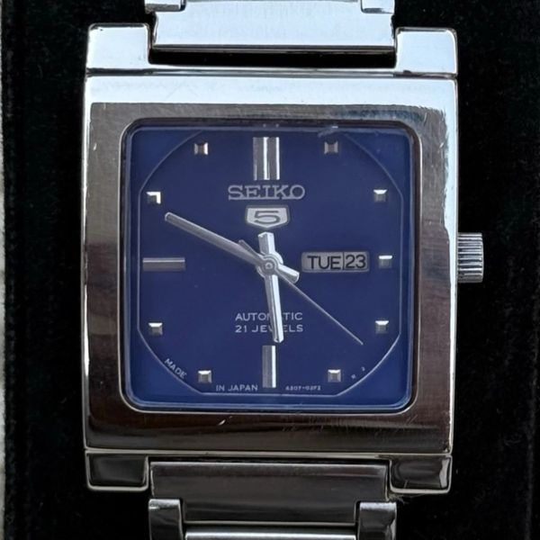 Seiko 5 Automatic 4207 Rare Blue Dial Square Case 21 Jewels ...