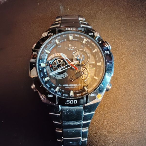 Mens Silver Casio Edifice Wave ceptor Solar Watch EQW-M1100 ...