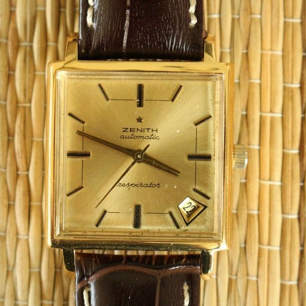ORIGINAL ZENITH JFK RESPIRATOR GOLD CASE DATE DIAL AUTOMATIC WATCH ...