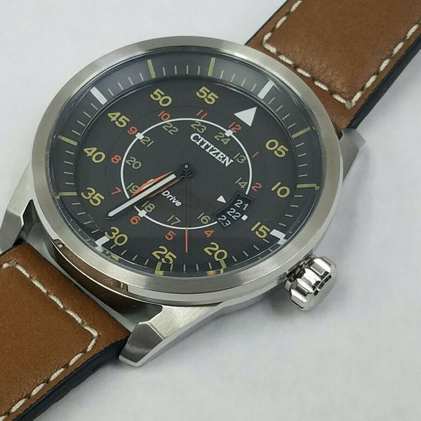 CITIZEN Eco Drive Aviator J810-S090822 Stainless Steel Leather ...