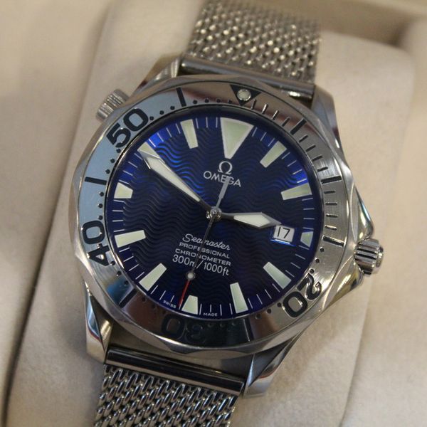 Omega Seamaster Pro 300M SMP 2255.80 Electric Blue Wave Dial Sword Hand ...