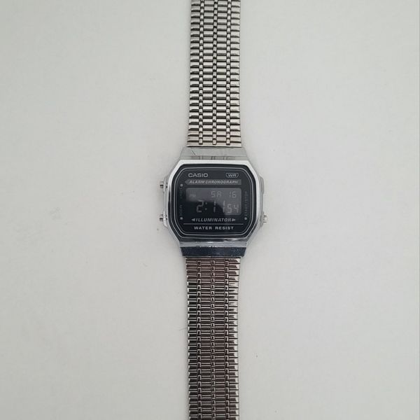 CASIO A168XES-1BEF DIGITAL ILLUMINATOR WATCH - CUSTOM SILVER STRAP ...