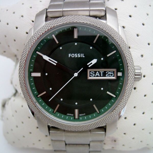 FOSSIL MENS MACHINE WATCH FS5899 STAINLESS STEEL BRACELET GREEN DIAL ...