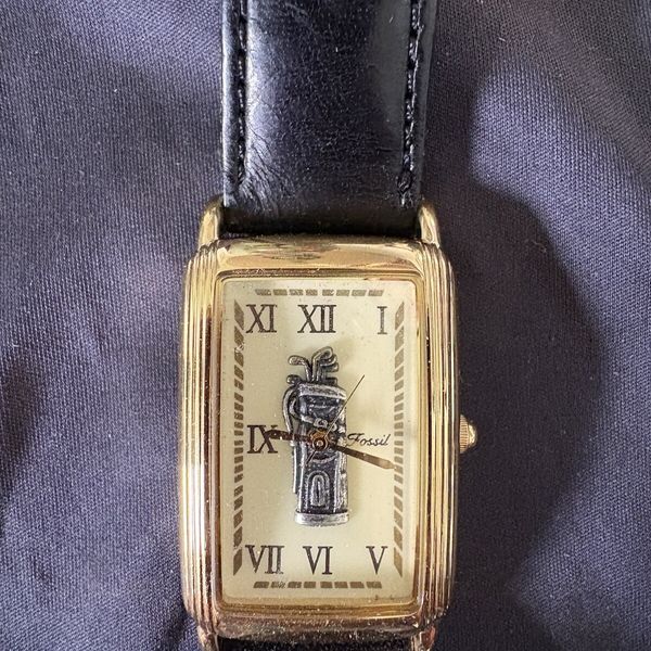 VTG Fossil Special Golf Edition Tank Watch 25mm SE-1008 Gold Tone ...