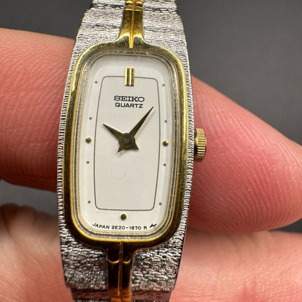 Vintage Seiko Women's Watch 2E20-6319 Two Tone Band with Chain Base ...