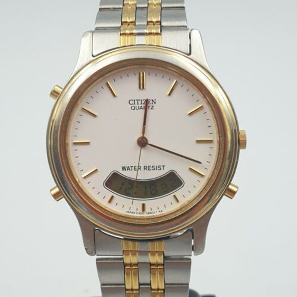 CITIZEN C200-089600 VINTAGE ANALOGUE DIGITAL GENTS BRACELET WATCH ...