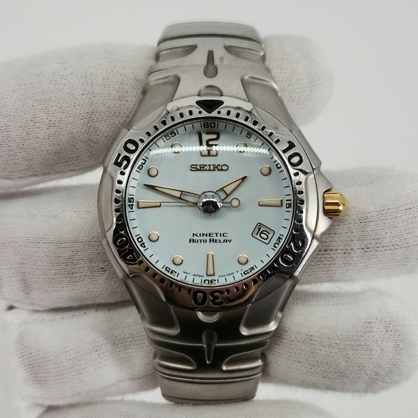 Seiko Kinetic Auto Relay Men's Silver Tone Watch - PLEASE READ ...