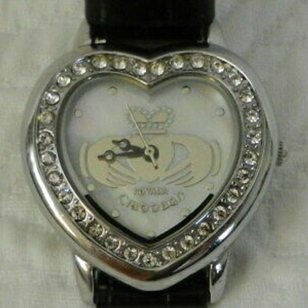 ROVADA Claddagh Heart Hands Crown Quartz Watch MOP Silver Dial ...
