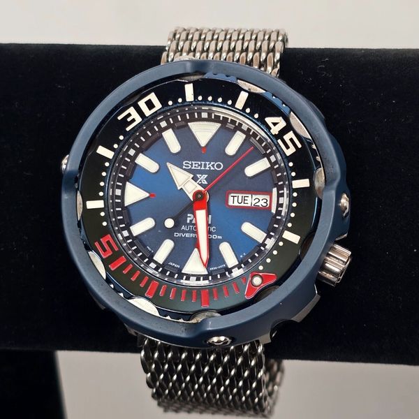 Seiko Prospex Tuna Padi Shark Mesh Band Blue Dial & Bezel 200m Diver ...