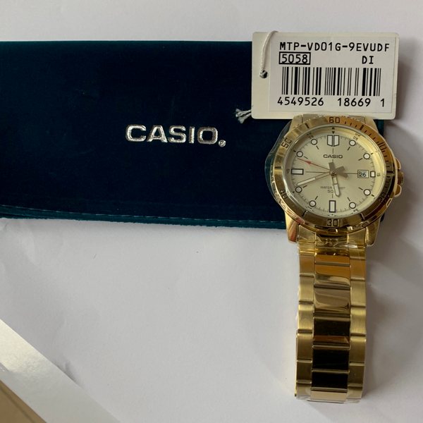 Casio Watch MTP-VD01G-9E Gold Watch 50m Men's +Casio Envelope ...
