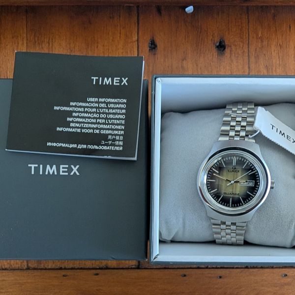 Timex Q Reissue Degrade 38mm Water Resistant Stainless Steel Watch ...