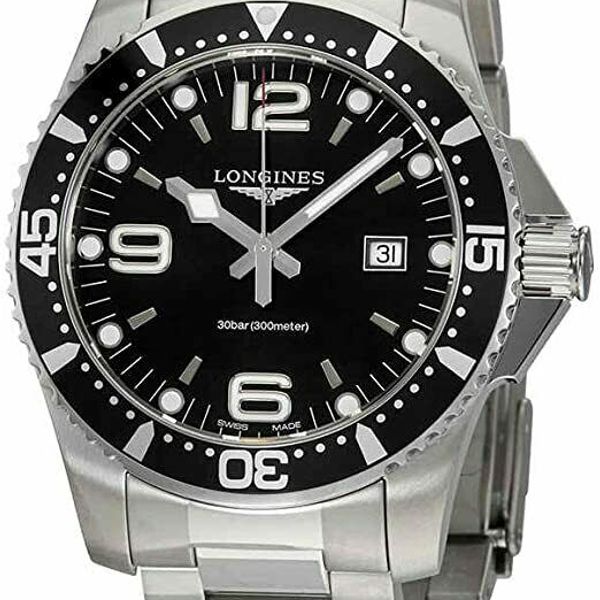 LONGINES HYDROCONQUEST SUBMARINER BLACK DIAL 300M DIVER 44MM WATCH BOX ...