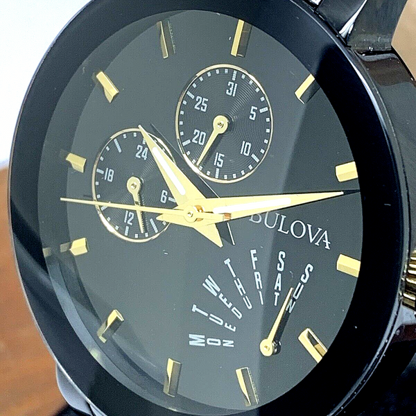 Bulova Men's Watch 98C124 Quartz Two Tone Stainless Steel Gold & Black ...